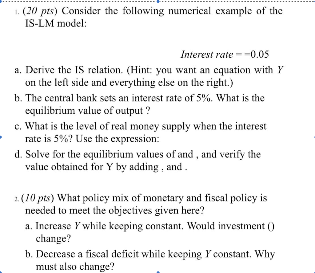 1. (20pts) Consider the following numerical example | Chegg.com
