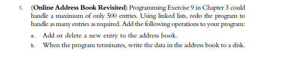 Solved 1. (Online Address Book Revisited) Programming | Chegg.com