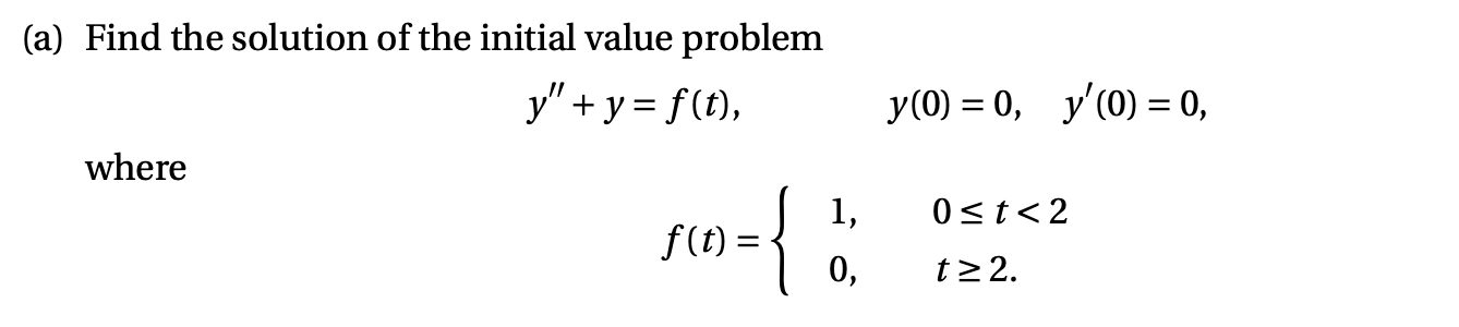 Solved (a) Find the solution of the initial value problem y" | Chegg.com
