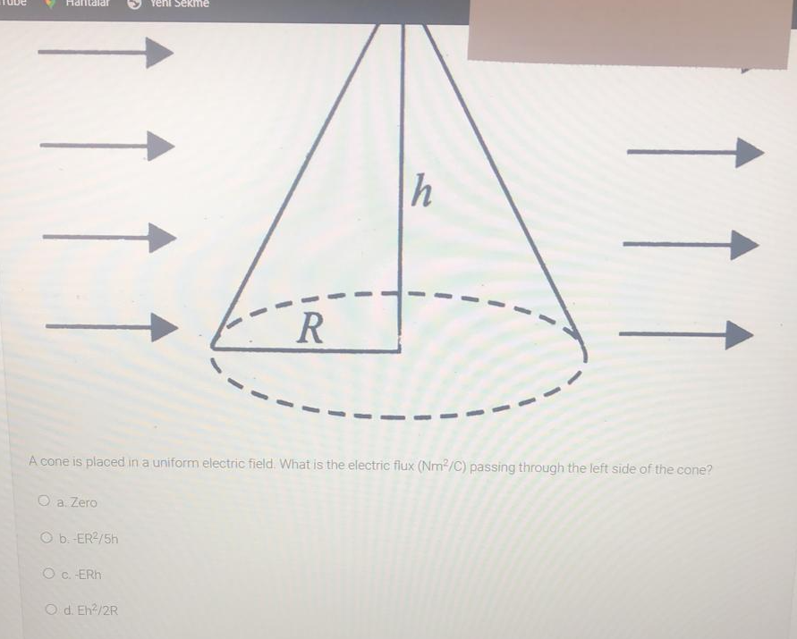 Solved code class="asciimath">A cone is placed in a uniform | Chegg.com