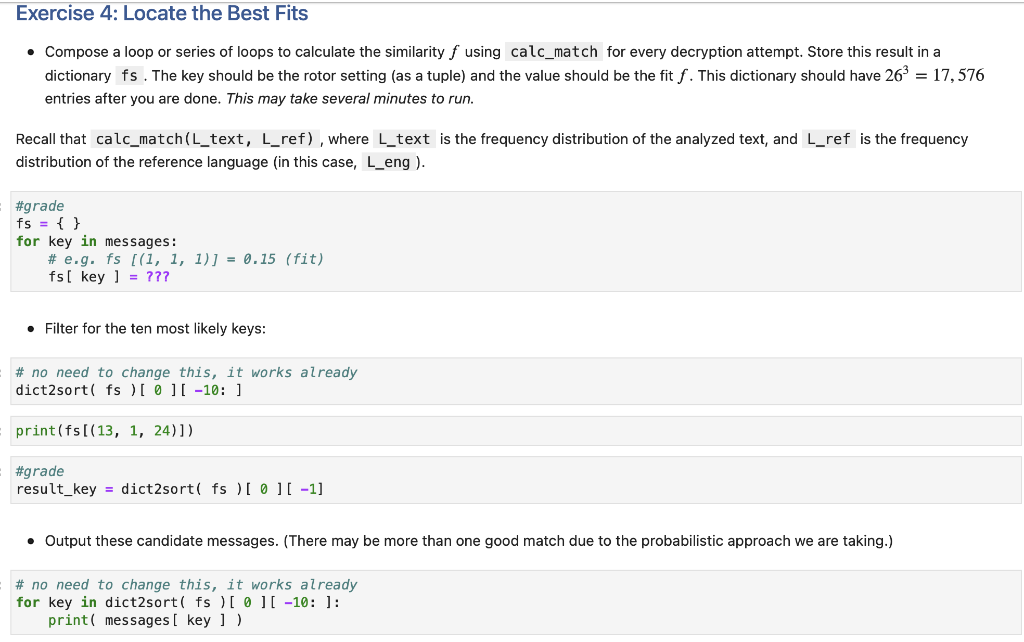 Solved Exercise 4: Locate the Best Fits • Compose a loop or | Chegg.com