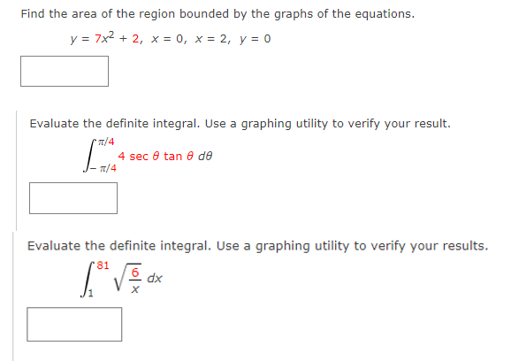 Solved Find the area of the region bounded by the graphs of | Chegg.com