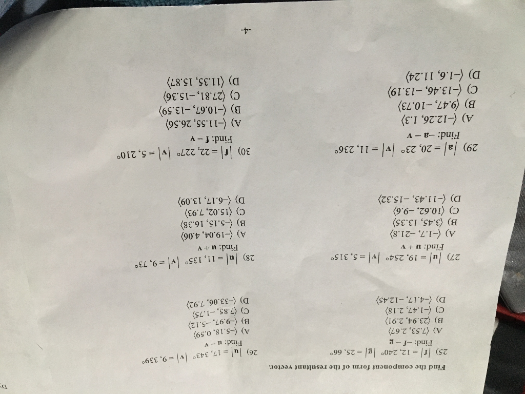 Solved Find the component form of the resultant vector 25) | Chegg.com