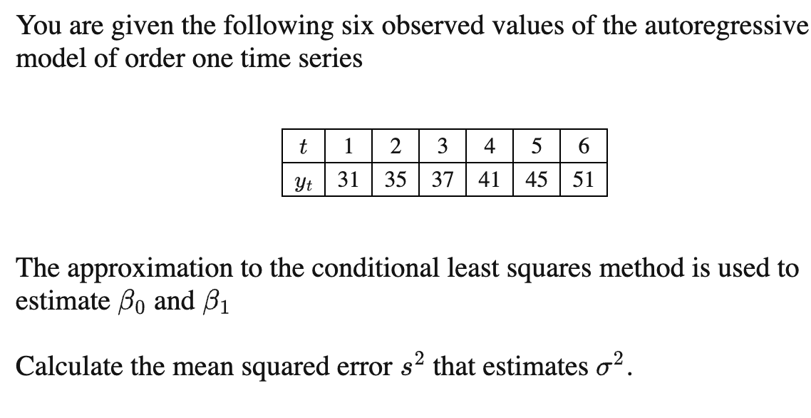 Solved You are given the following six observed values of | Chegg.com