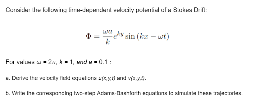Consider the following time-dependent velocity | Chegg.com