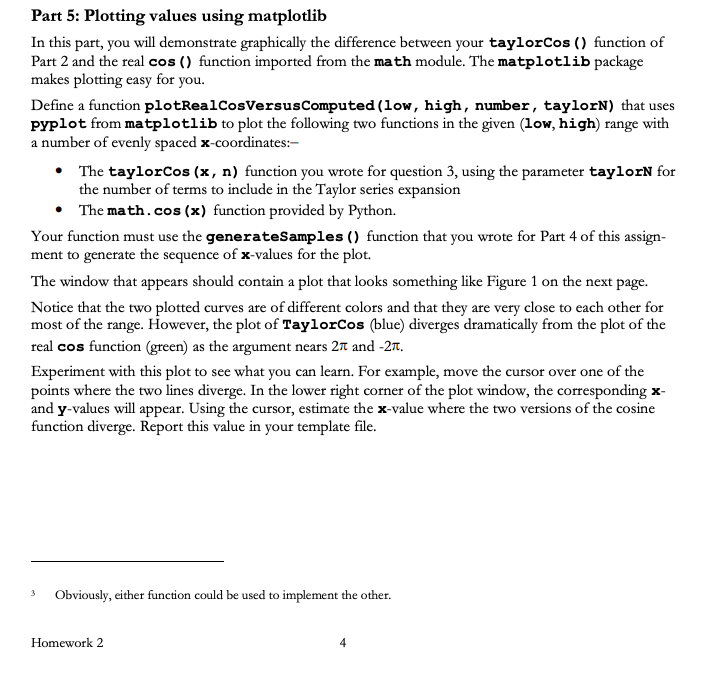 Solved Part 5 Plotting Values Using Matplotlib In This