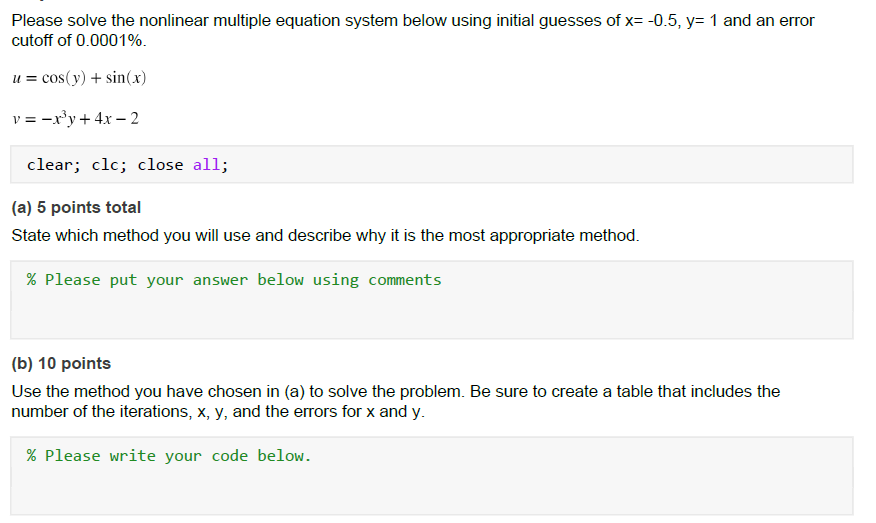 Solved Please solve the nonlinear multiple equation system | Chegg.com