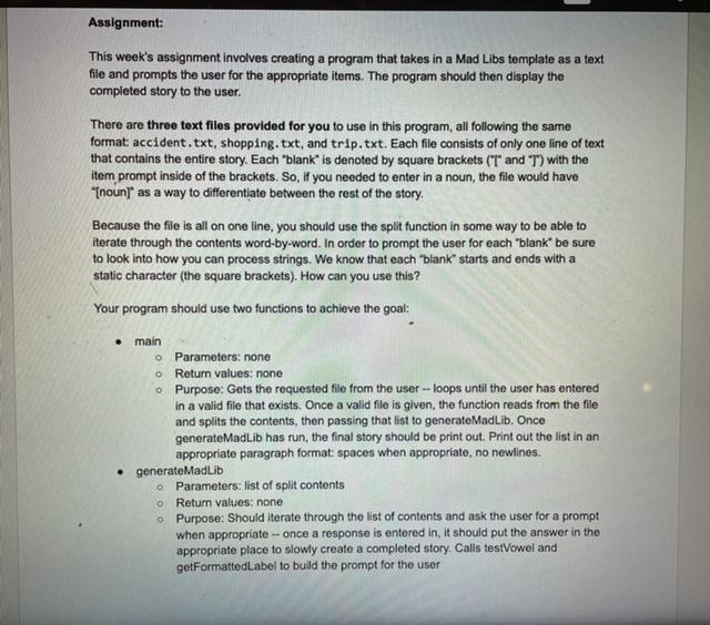 Solved Assignment: This week's assignment involves creating | Chegg.com