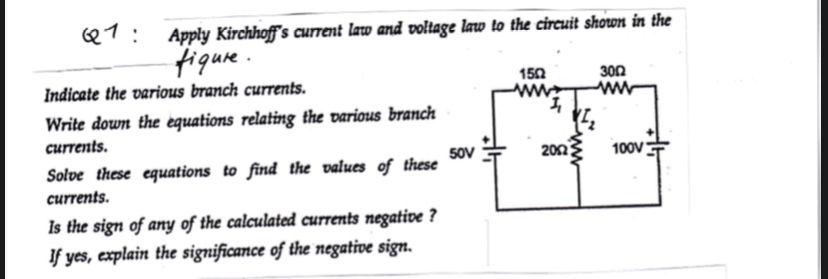 Solved 67: Apply Kirchhoff's current law and Doltage law to | Chegg.com