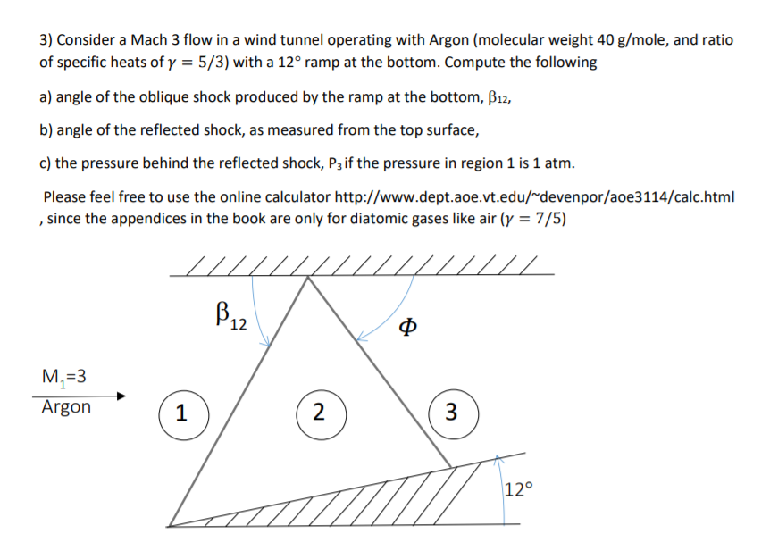 Solved 3) Consider a Mach 3 flow in a wind tunnel operating | Chegg.com