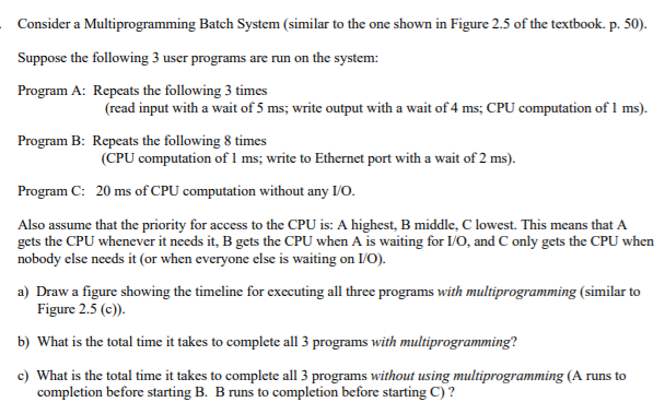 Solved Consider A Multiprogramming Batch System Similar To 7527