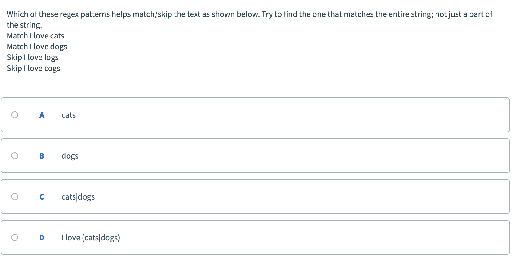Solved What would be the most appropriate regex pattern to | Chegg.com