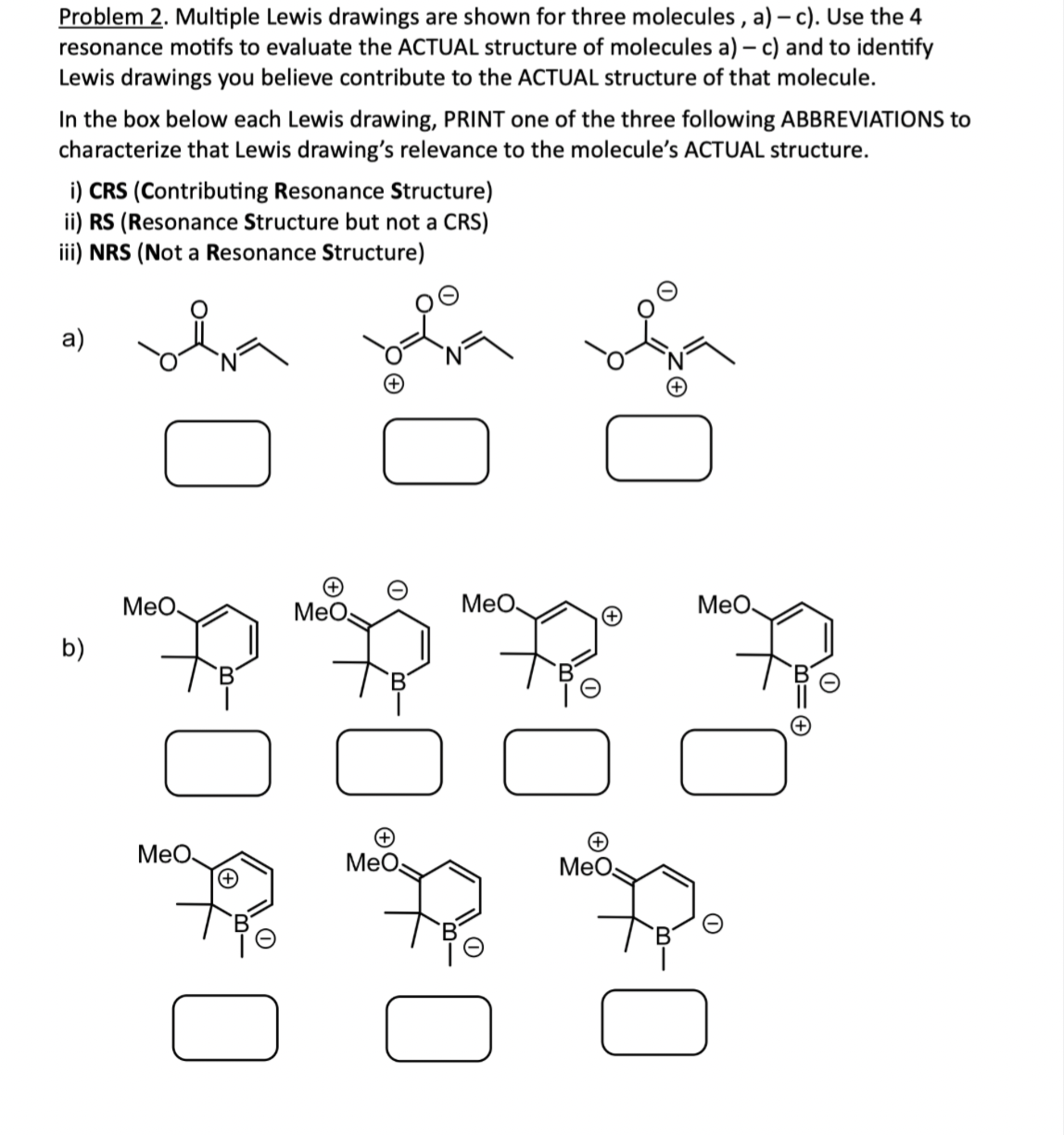 Solved Problem 2. ﻿Multiple Lewis drawings are shown for | Chegg.com
