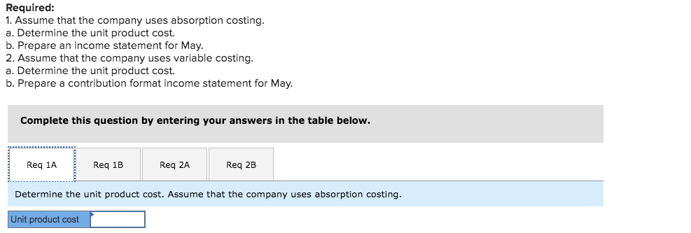 Solved Problem 7-20 Variable and Absorption Costing Unit | Chegg.com