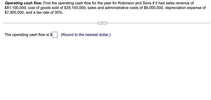 Solved Operating cash flow. Find the operating cash flow for | Chegg.com
