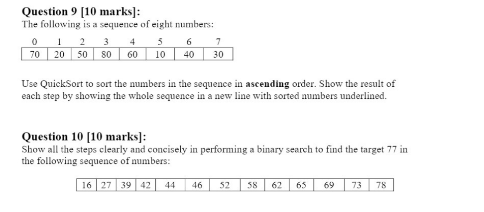 Solved Question 9 [10 marks]: The following is a sequence of | Chegg.com