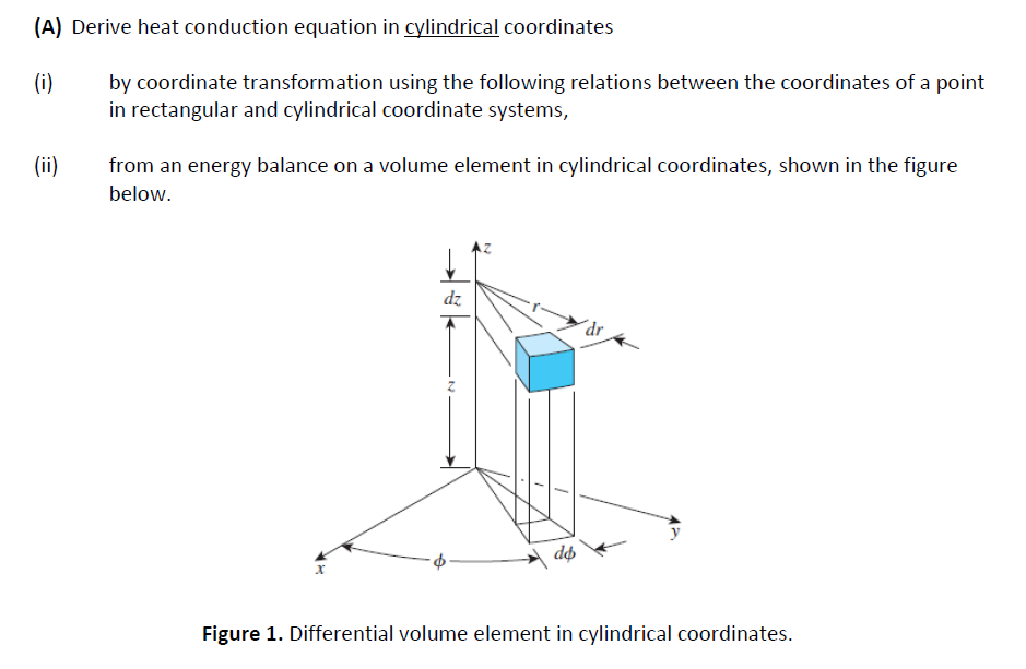Solved A Derive Heat Conduction Equation In Cylindrical