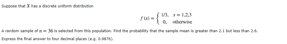 Solved Suppose that X has a discrete uniform distribution $ | Chegg.com