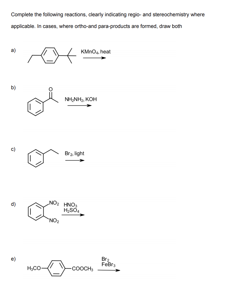 Solved Complete the following reactions, clearly indicating | Chegg.com