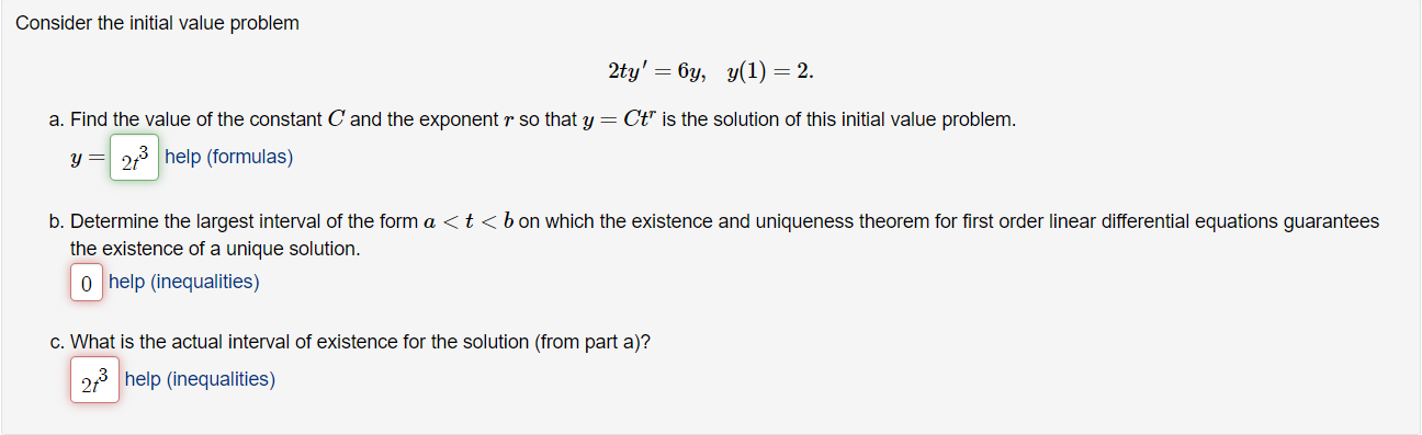 Solved Consider the initial value problem 2ty' = 6y, y(1) = | Chegg.com