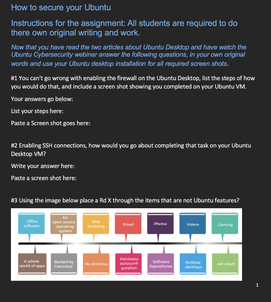 Solved How to secure your Ubuntu Instructions for the | Chegg.com