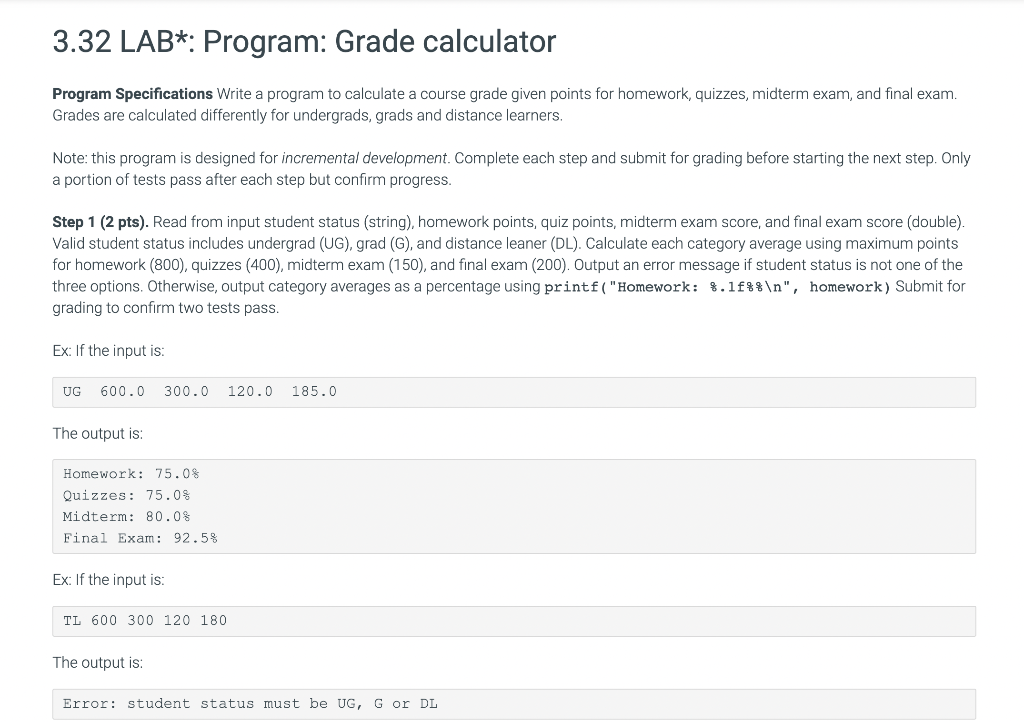 Solved Program Specifications Write a program to calculate a | Chegg.com