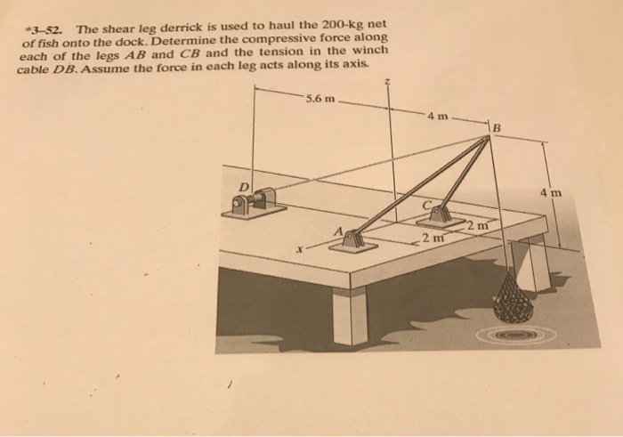 Solved 3-52. The shear leg derrick is used to haul the | Chegg.com