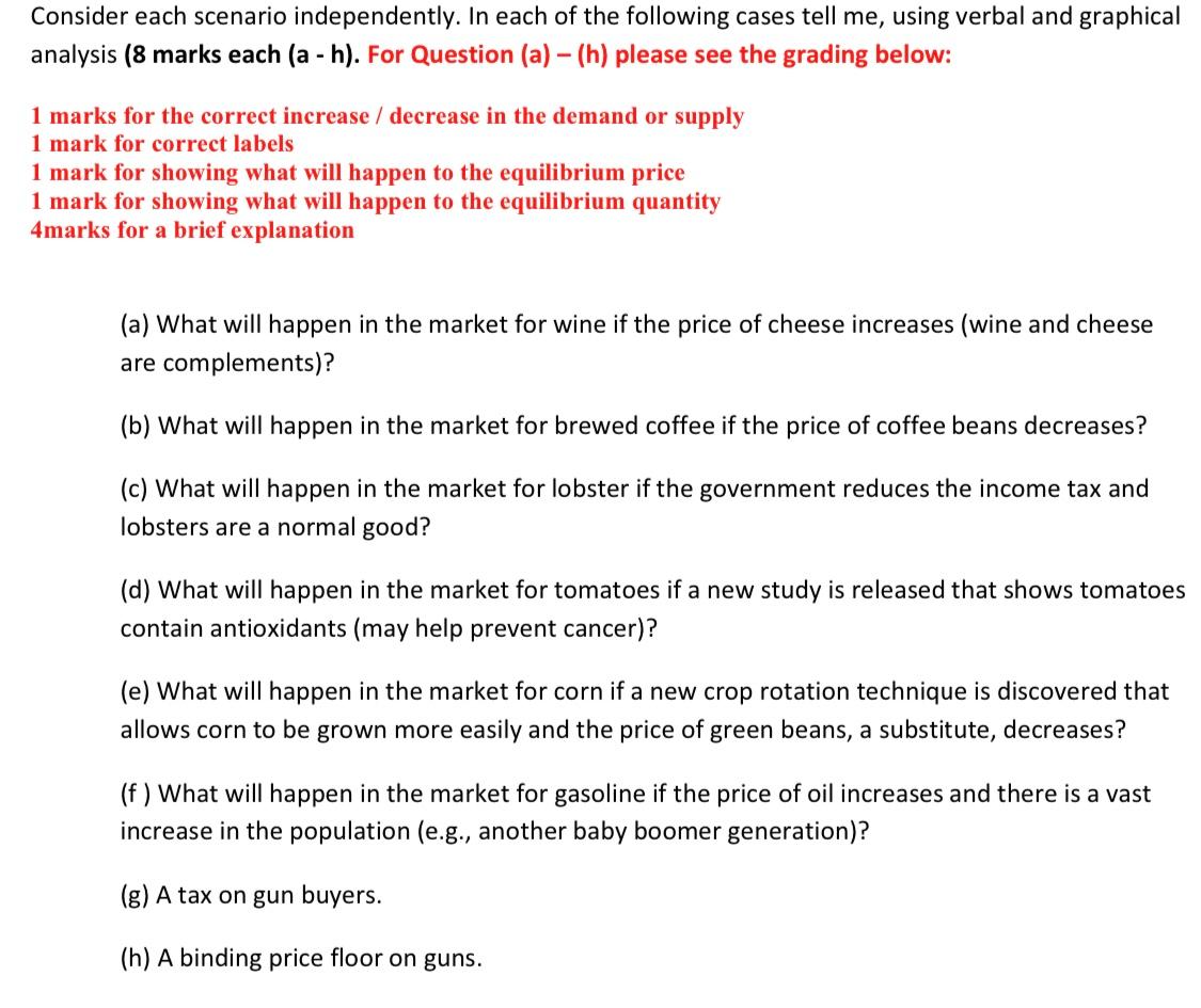 Solved ider each scenario independently. In each of the | Chegg.com