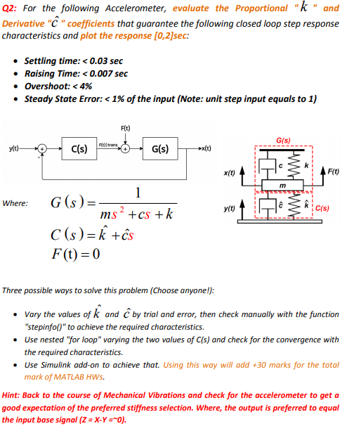 Given the following Accelerometer device described in | Chegg.com