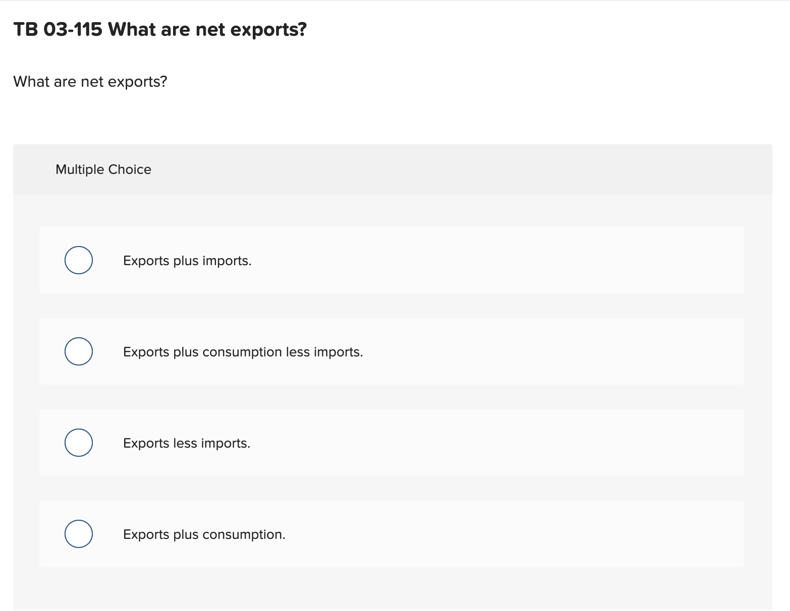 Solved TB 03-115 ﻿What are net exports?What are net | Chegg.com