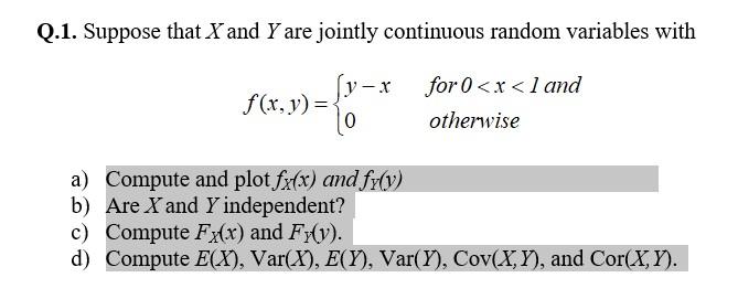Solved Suppose that X and Y are jointly continuous random | Chegg.com