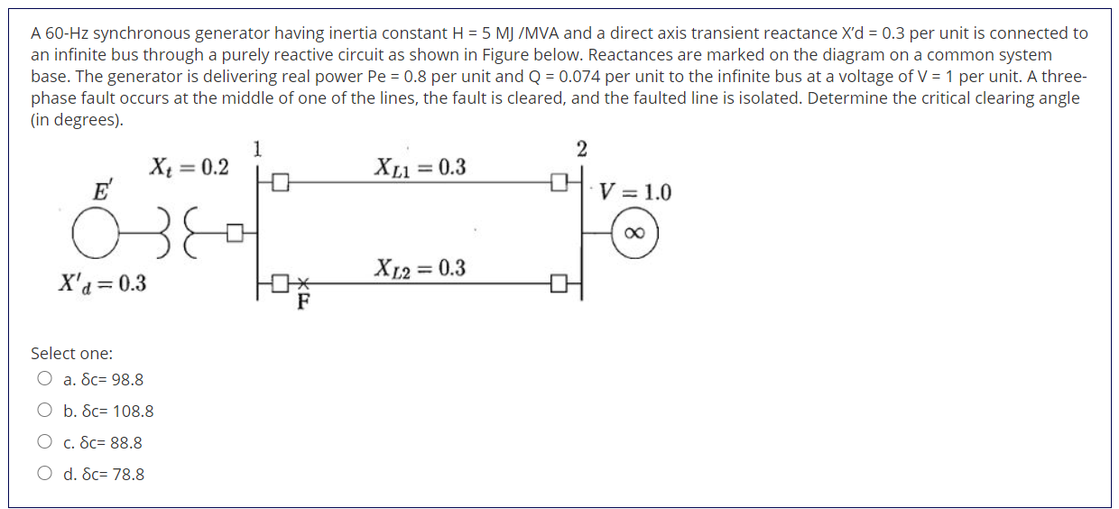 Solved A 60-Hz synchronous generator having inertia constant | Chegg.com