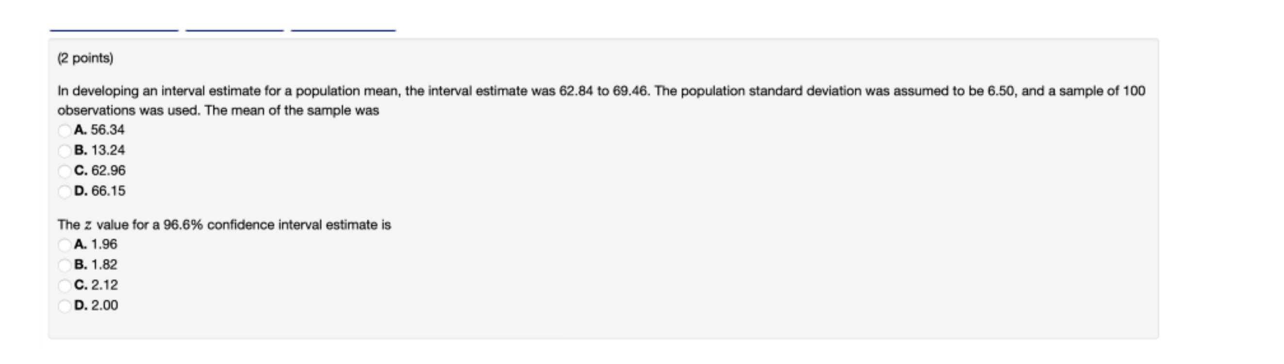 Solved (2 points) In developing an interval estimate for a | Chegg.com