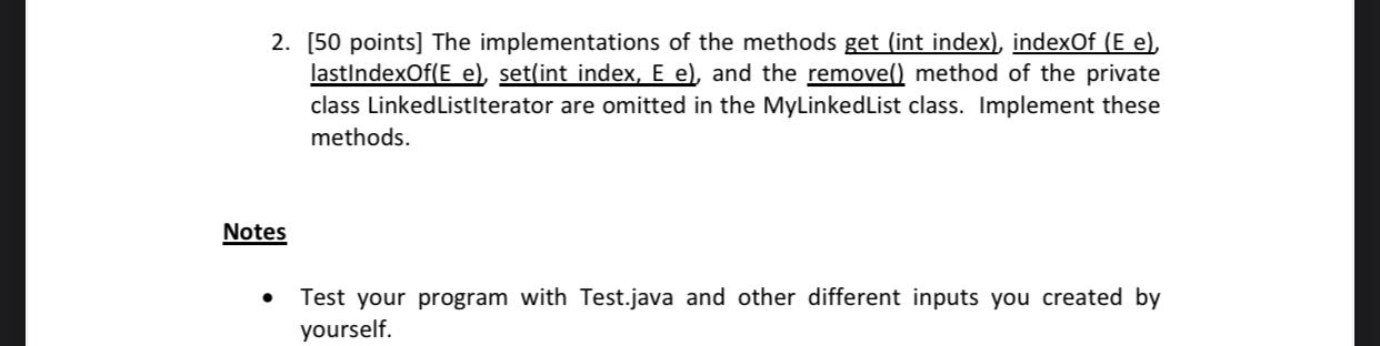Solved MyLinkedList.java package Assignment3; public class | Chegg.com