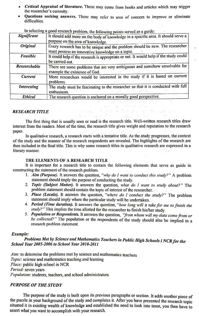 A. Written Work/s: I. DISSECTING RESEARCH TITLES. | Chegg.com