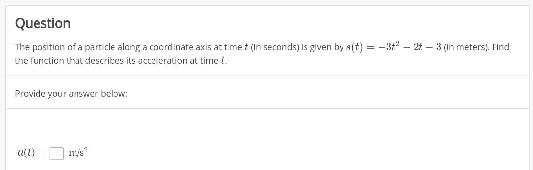 Solved Question The position of a particle along a | Chegg.com