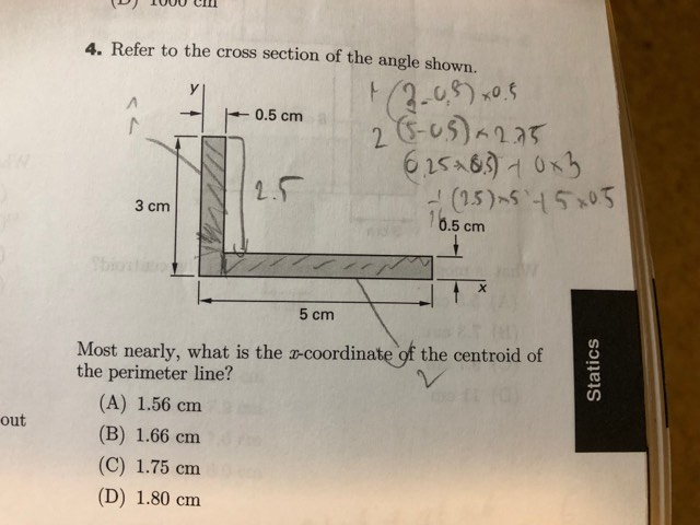 Solved (D) 1000 m 4. Refer to the cross section of the angle | Chegg.com
