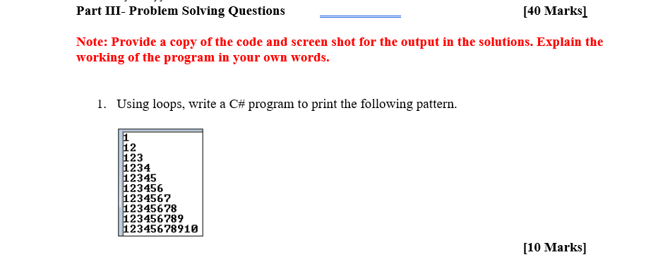 Solved Part III- Problem Solving Questions [40 Marks] Note: | Chegg.com