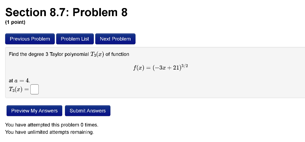 Solved Section 8.2: Problem 5 (1 point) Previous Problem | Chegg.com