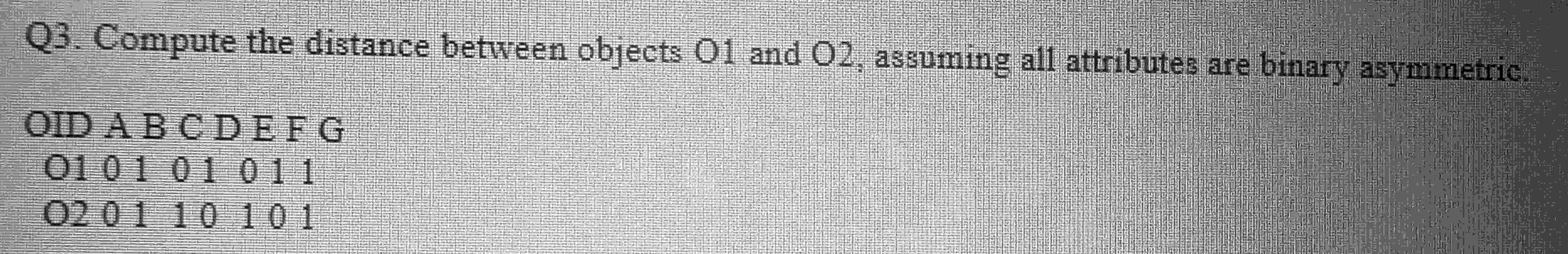 Solved Q3. ﻿Compute the distance between objects O1 ﻿and O2, | Chegg.com