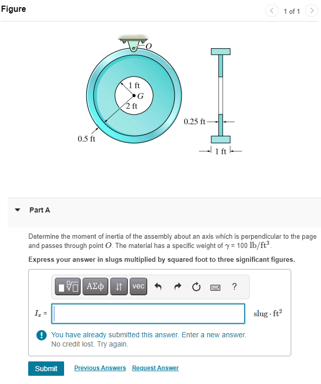 Solved Part ADetermine the moment of inertia of the assembly | Chegg.com