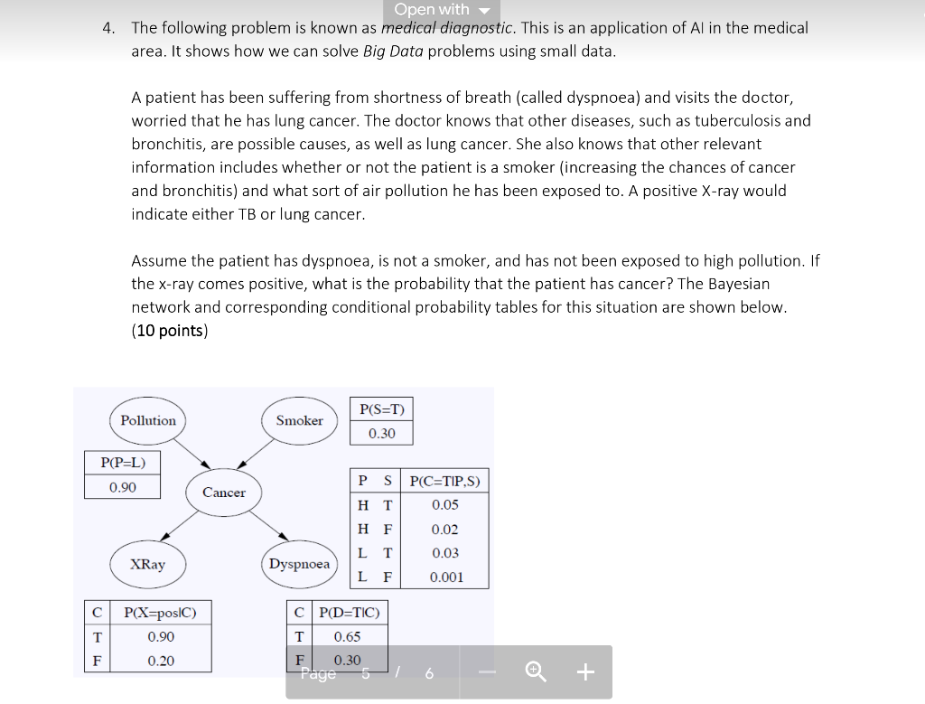 Solved The following problem is known as medical diagnostic. | Chegg.com