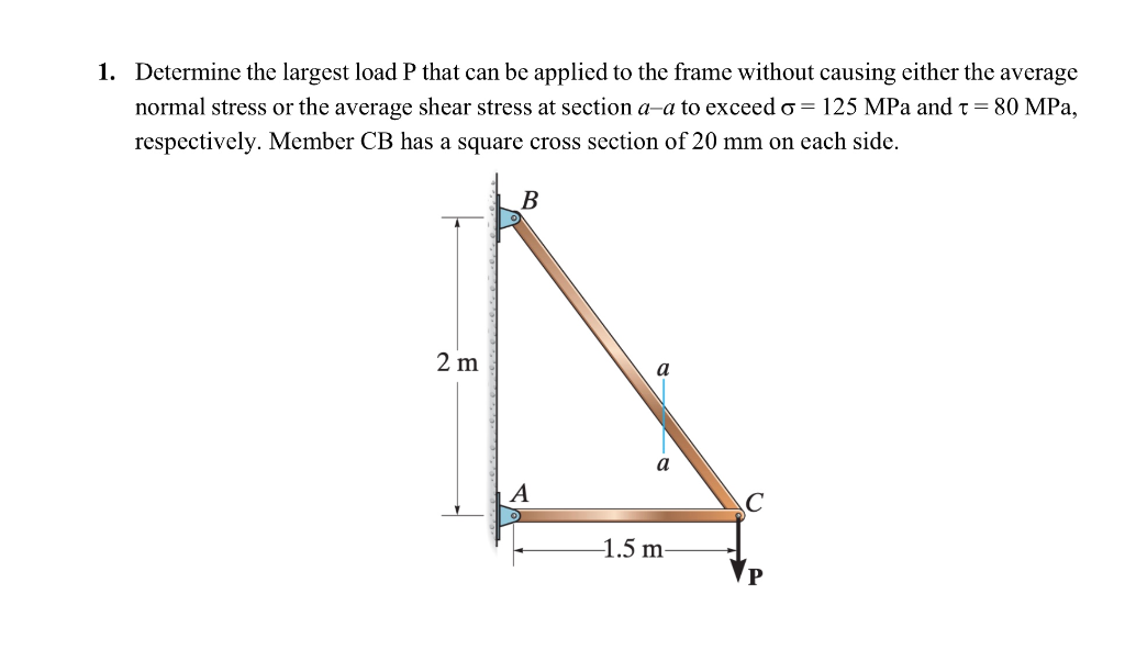 Solved 1. Determine the largest load P that can be applied | Chegg.com