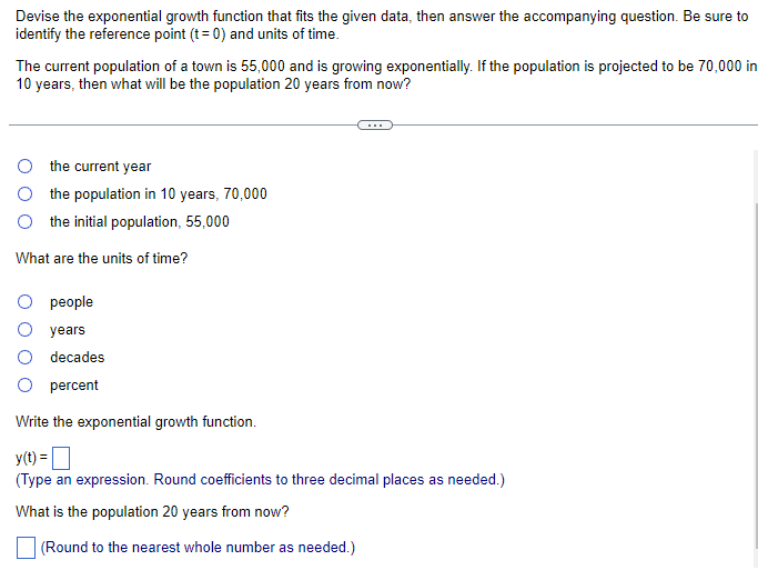 Solved Devise the exponential growth function that fits the | Chegg.com