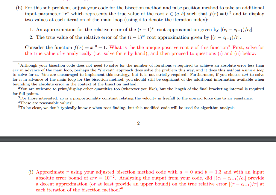 Question 1 Bracketing Methods For This Problem You