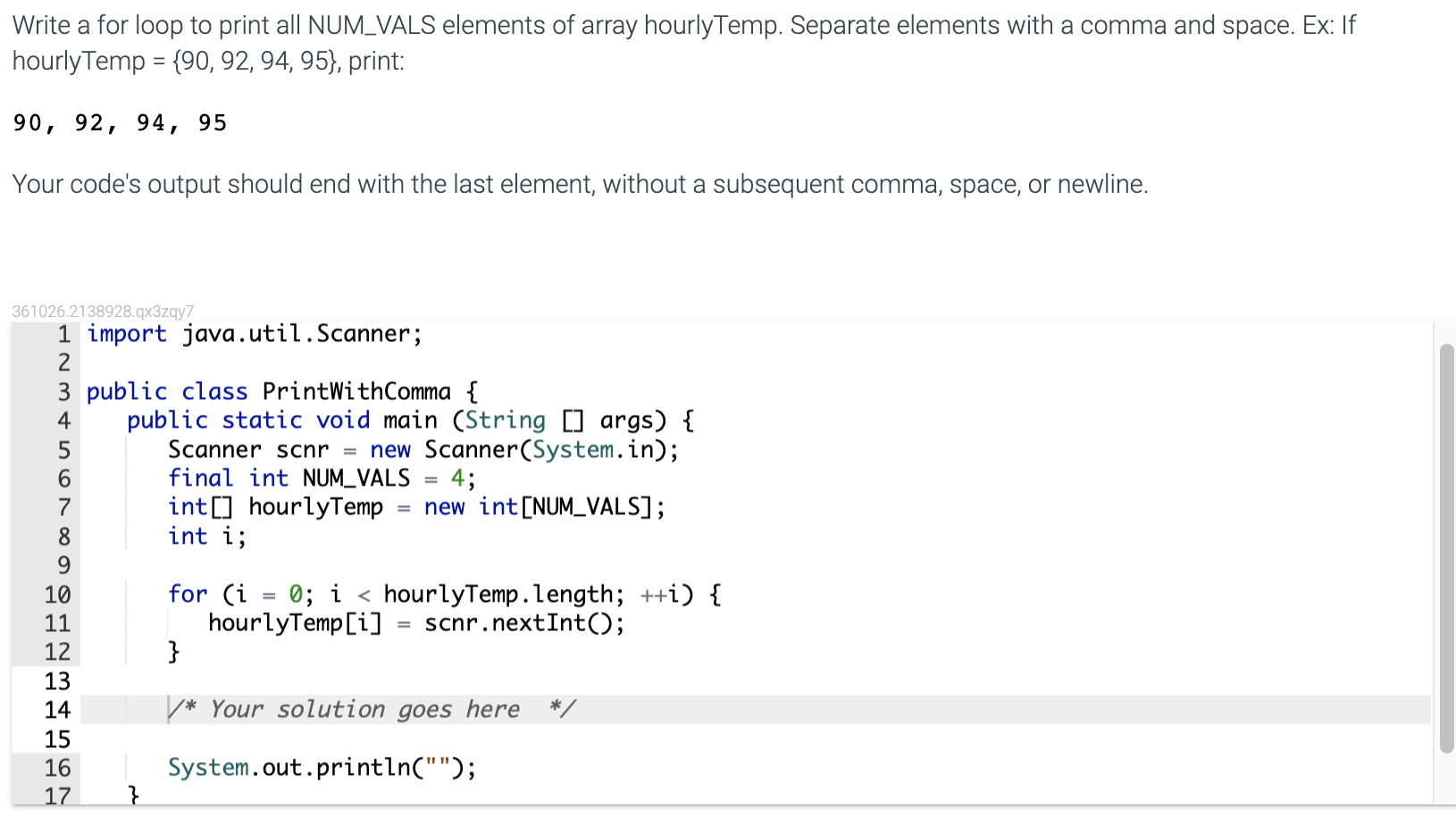 Solved Write A For Loop To Print All NUM VALS Elements Of Chegg