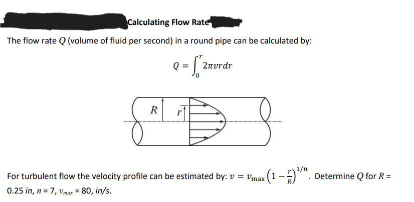 Solved Calculating Flow Rate The flow rate Q (volume of | Chegg.com