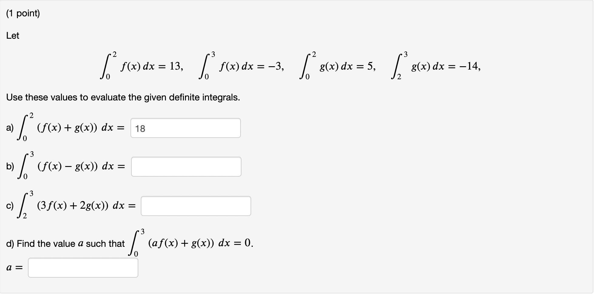 Solved (1 point) 0 1.0 A graph of f(x) is shown above. Using | Chegg.com