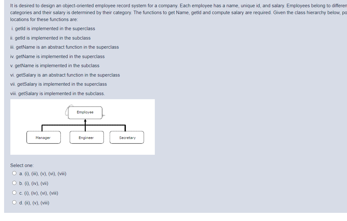 Solved It is desired to design an object-oriented employee | Chegg.com