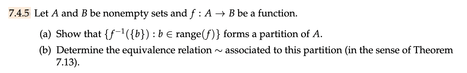 Solved 7.4.5 Let A and B be nonempty sets and f:A→B be a | Chegg.com